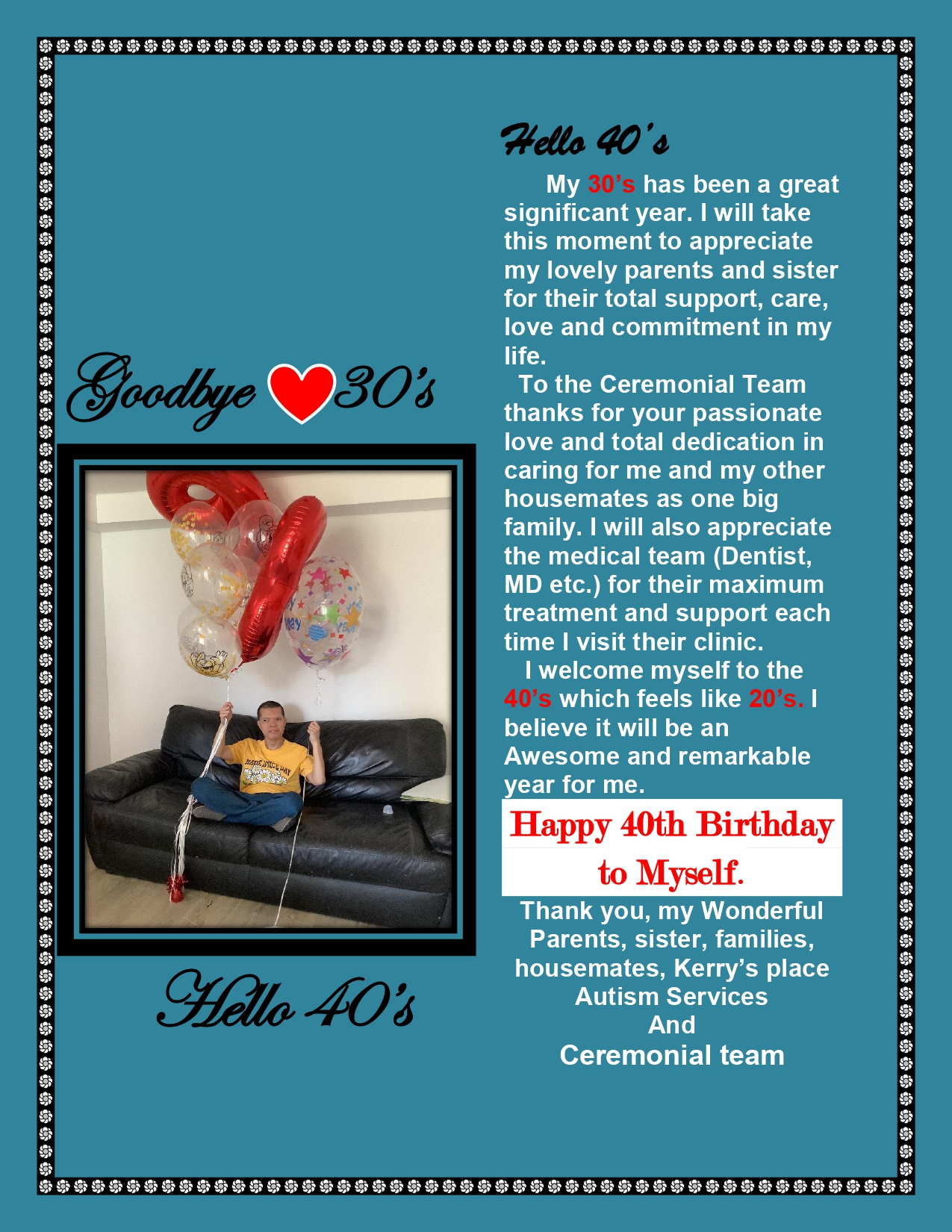 Goodbye 30’s / Hello 40’s - Kerry's Place